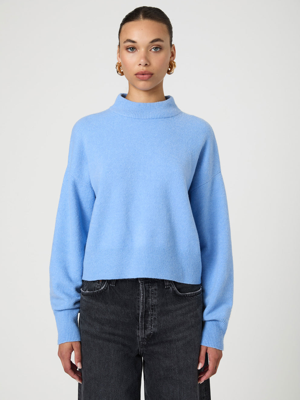 Vhari Mock Neck Sweater Dusted Blue | French Connection US