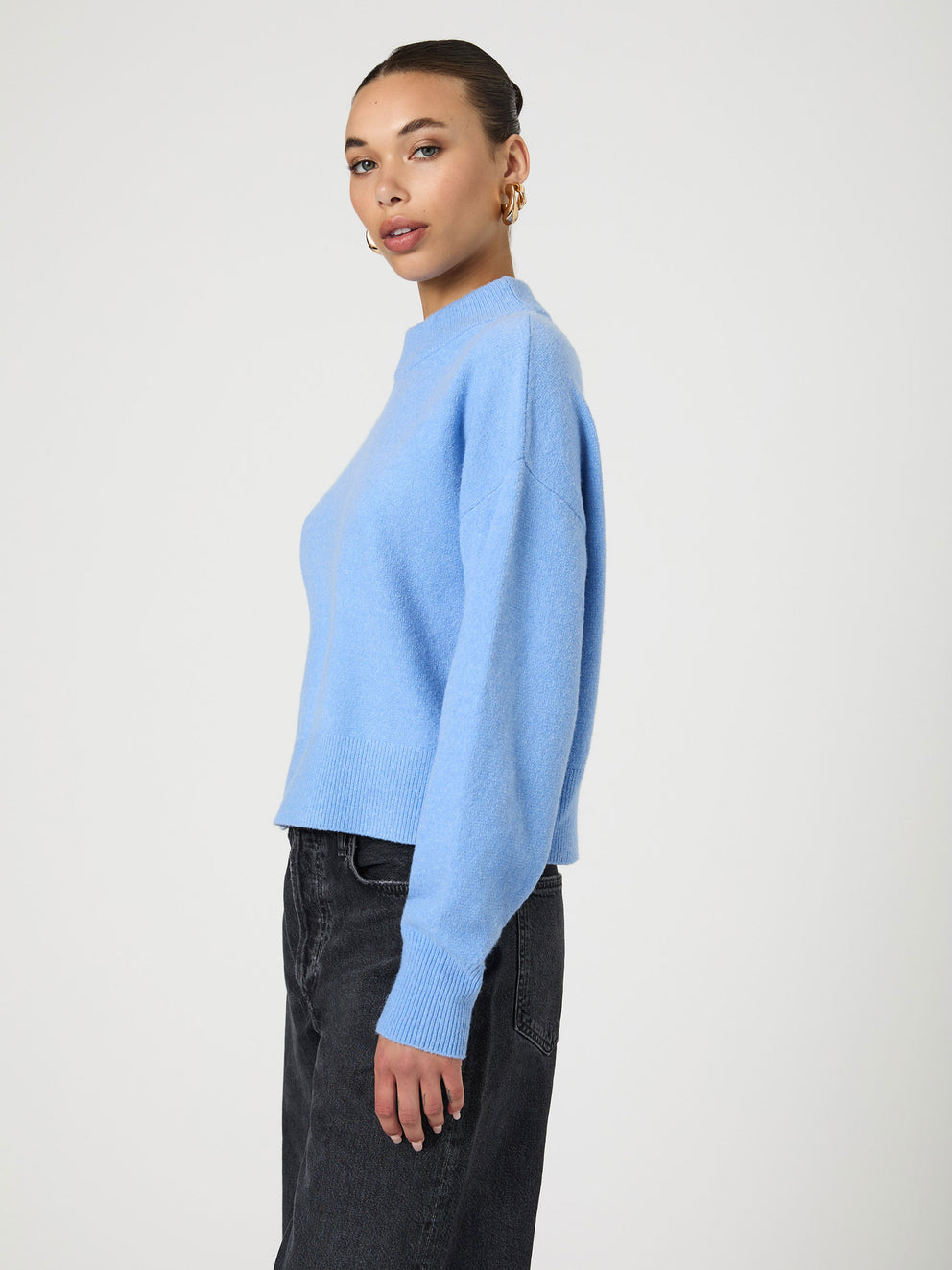 Vhari Mock Neck Sweater Dusted Blue | French Connection US