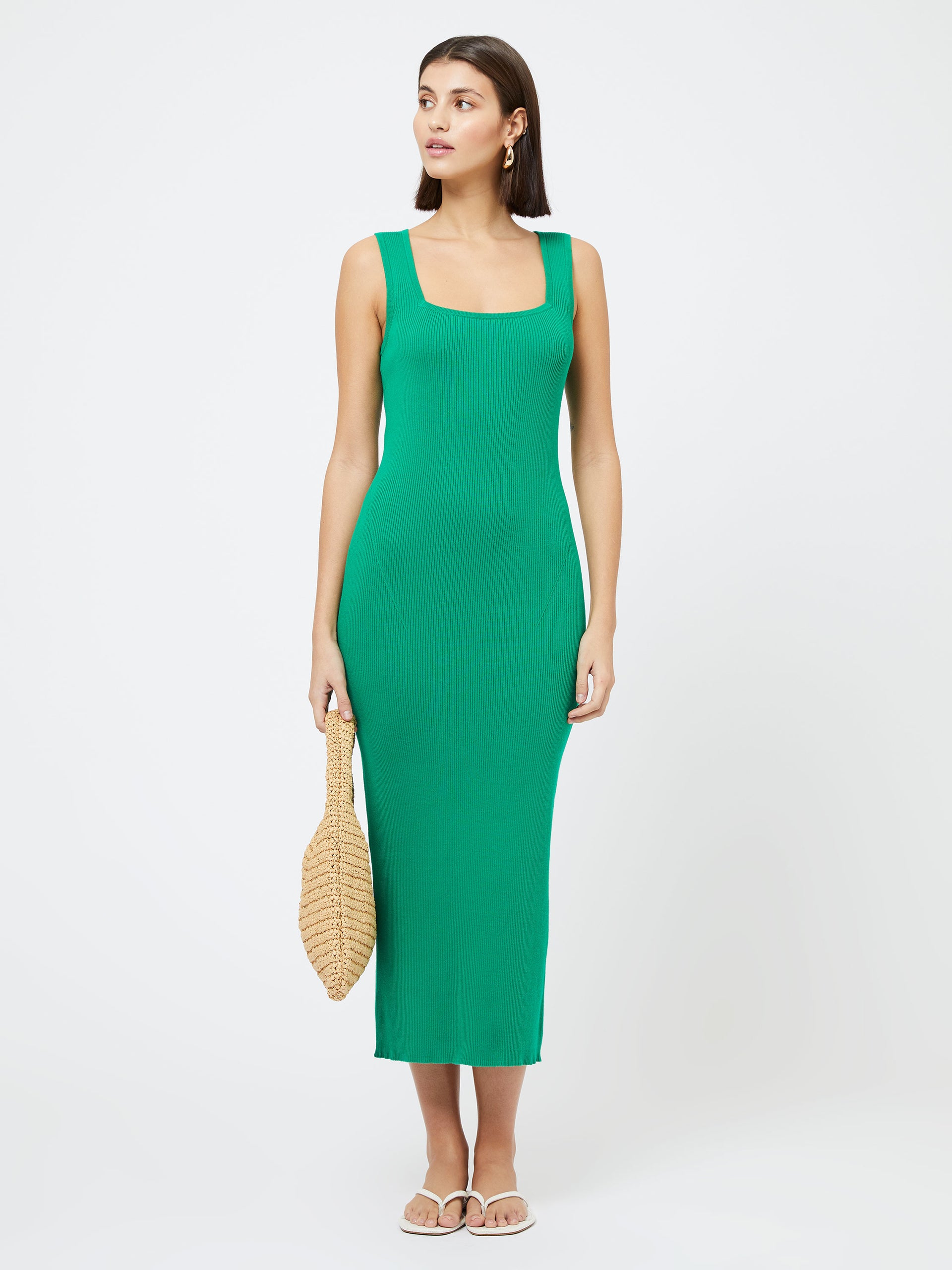 Mozza Square Neck Sleeveless Dress Green Tambourine | French Connection US