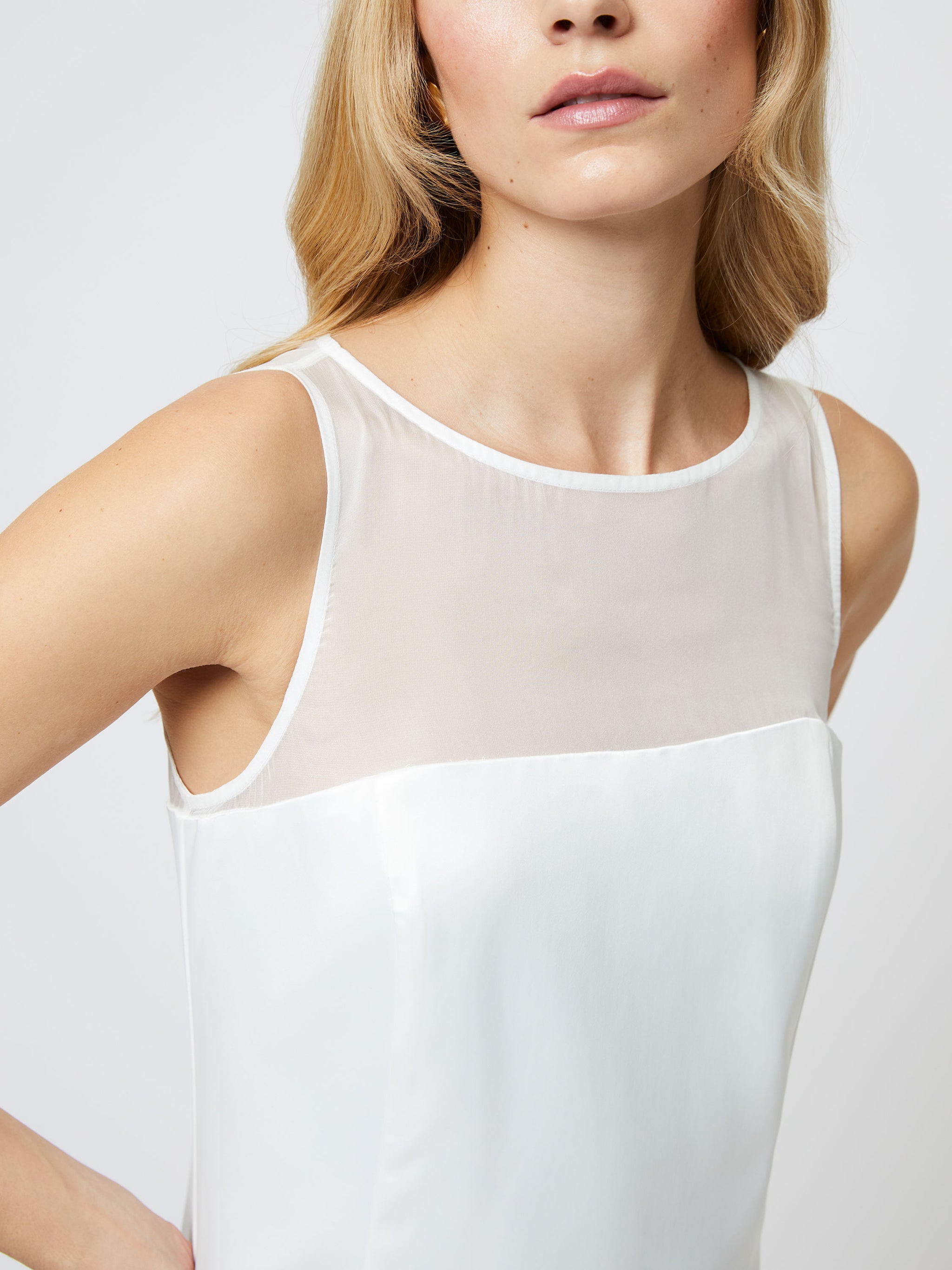 Carey Satin Slash Neck Mini Dress Summer White | French Connection US