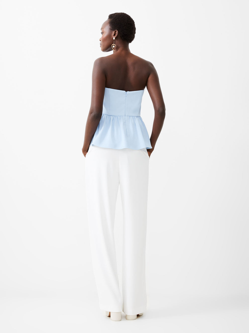 Harry Suiting Strapless Peplum Top Cashmere Blue | French Connection US
