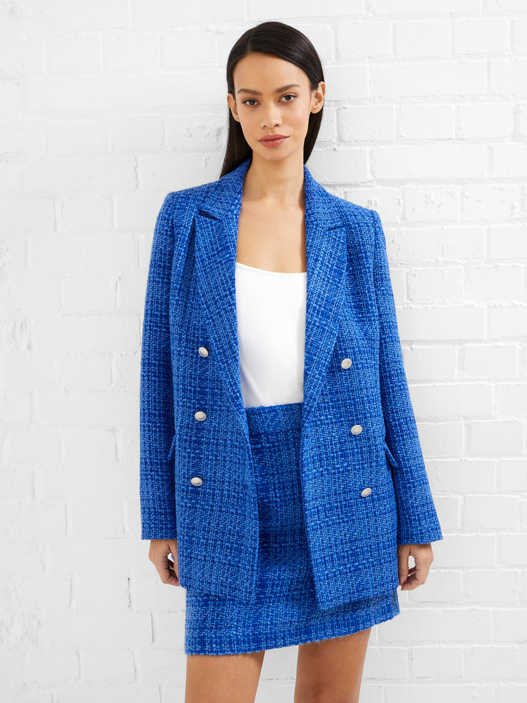 Azzurra Tweed Blazer Light Blue Depths | French Connection US