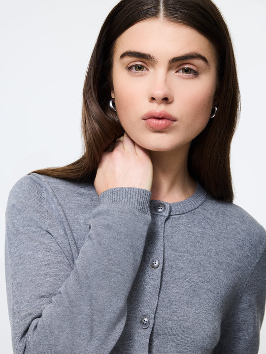 Cosysoft Fitted Cardigan Mid Grey Mel | French Connection US
