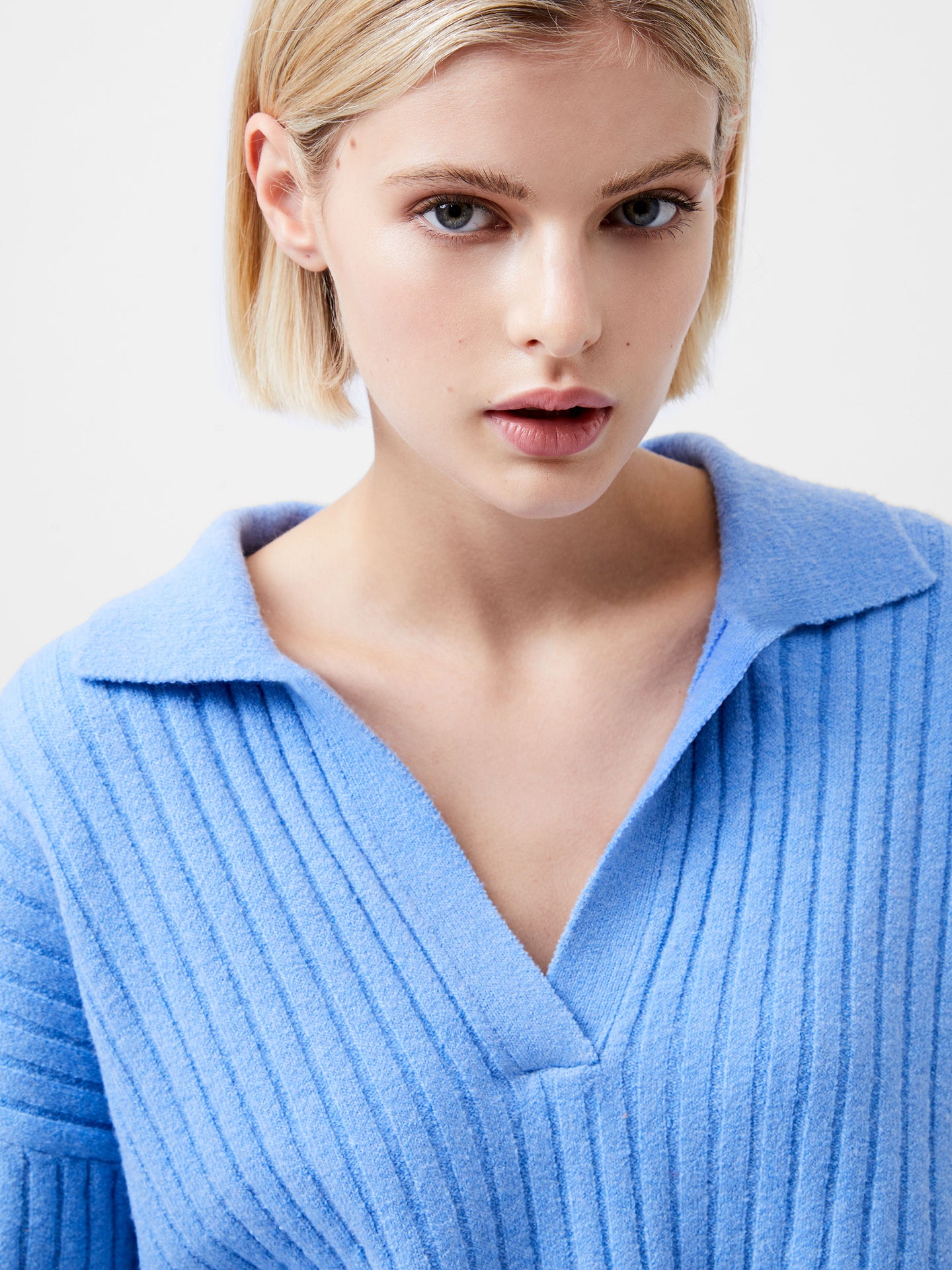 Vhari Collar Long Sleeve Sweater Dusted Blue | French Connection US